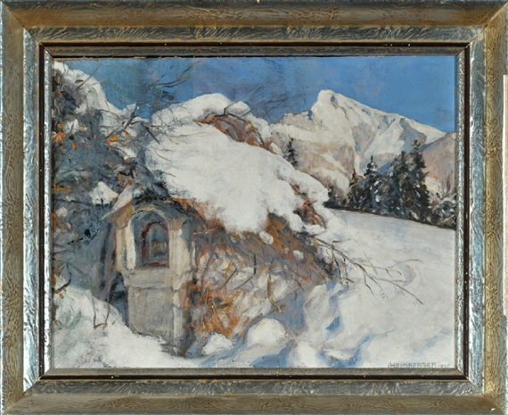 Adolf Helmberger | Bildstock im Schnee ... in St. Gilgen (1935) | MutualArt