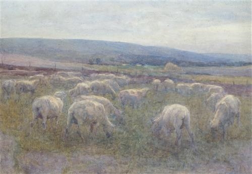 Percy Dixon | Sheep Grainzing at Twilight | MutualArt