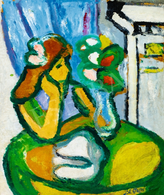 Albert Bertalan | Girl with Red Hair in Front of The Blue Curtain ...