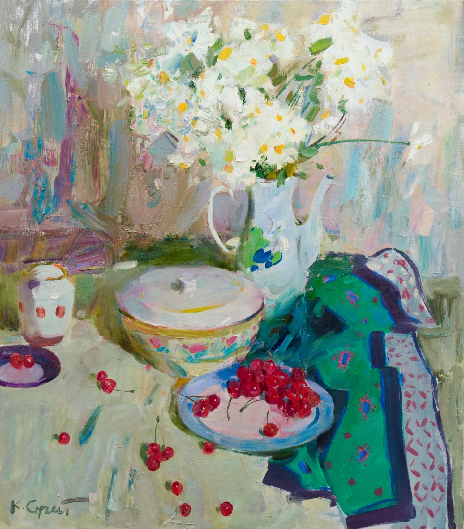 Sergey Kovalenko | STILL LIFE WITH DAFFODILS AND FRUIT (2017) | MutualArt
