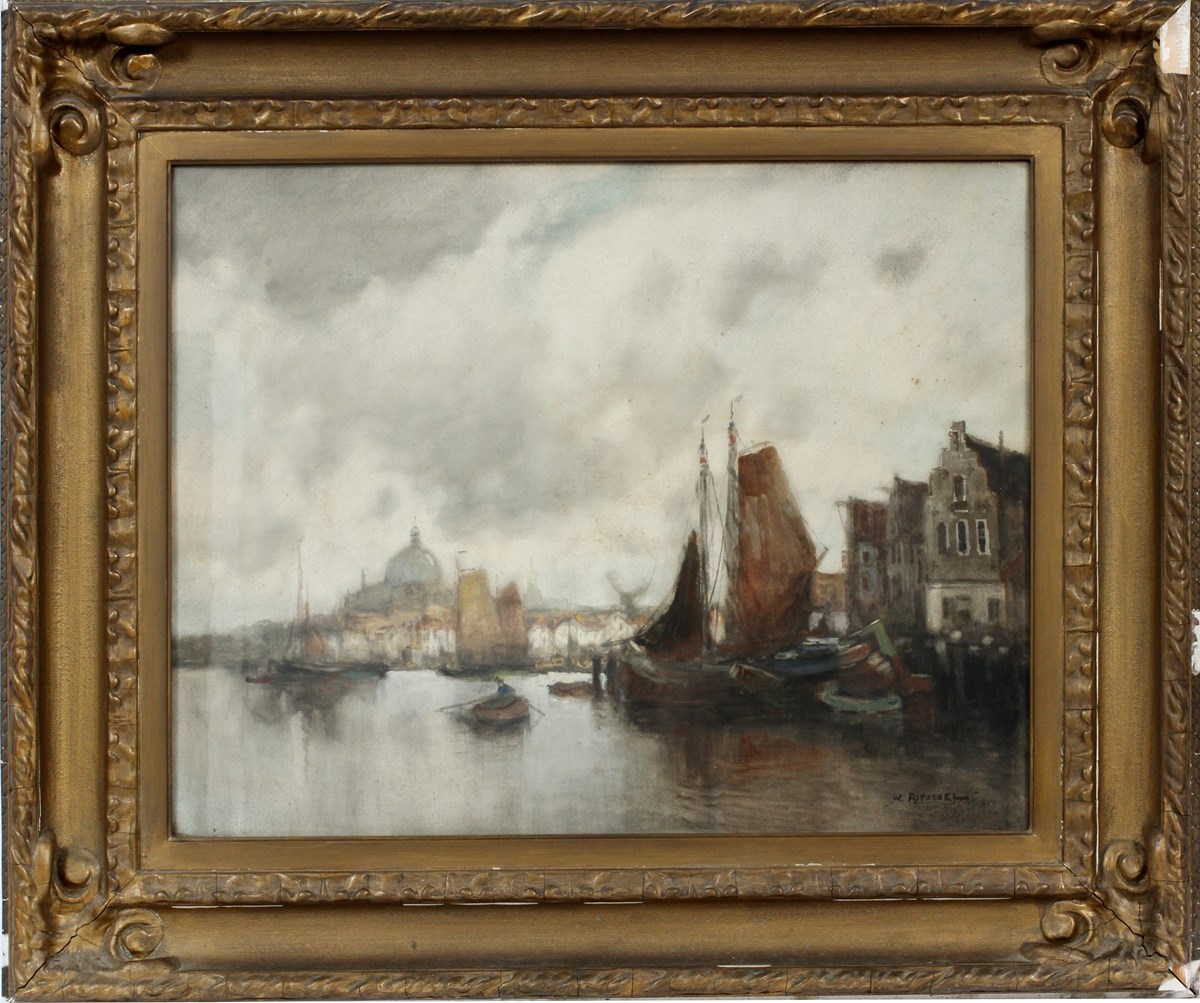 William Ritschel | Untitled-Coastal Scene with Man on Horse and Cart ...