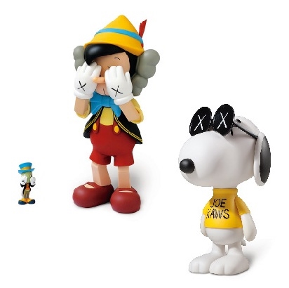 KAWS | 3 Works: Pinocchio & Jiminy Cricket and Joe Kaws Snoopy | MutualArt