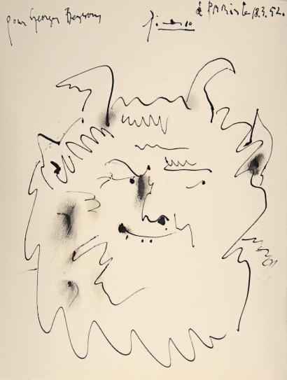 Pablo Picasso | Tête de faune dédicacé à Georges Besson (1952) | MutualArt