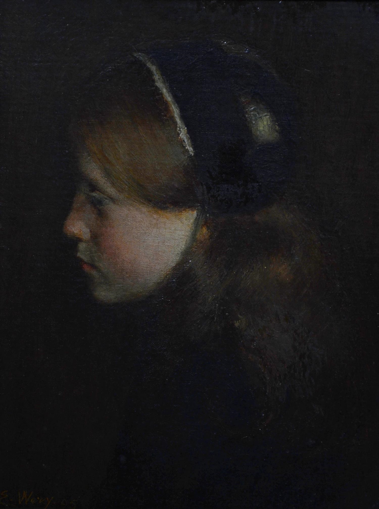 Emile Wery | Portrait painting of young girl (1895) | MutualArt
