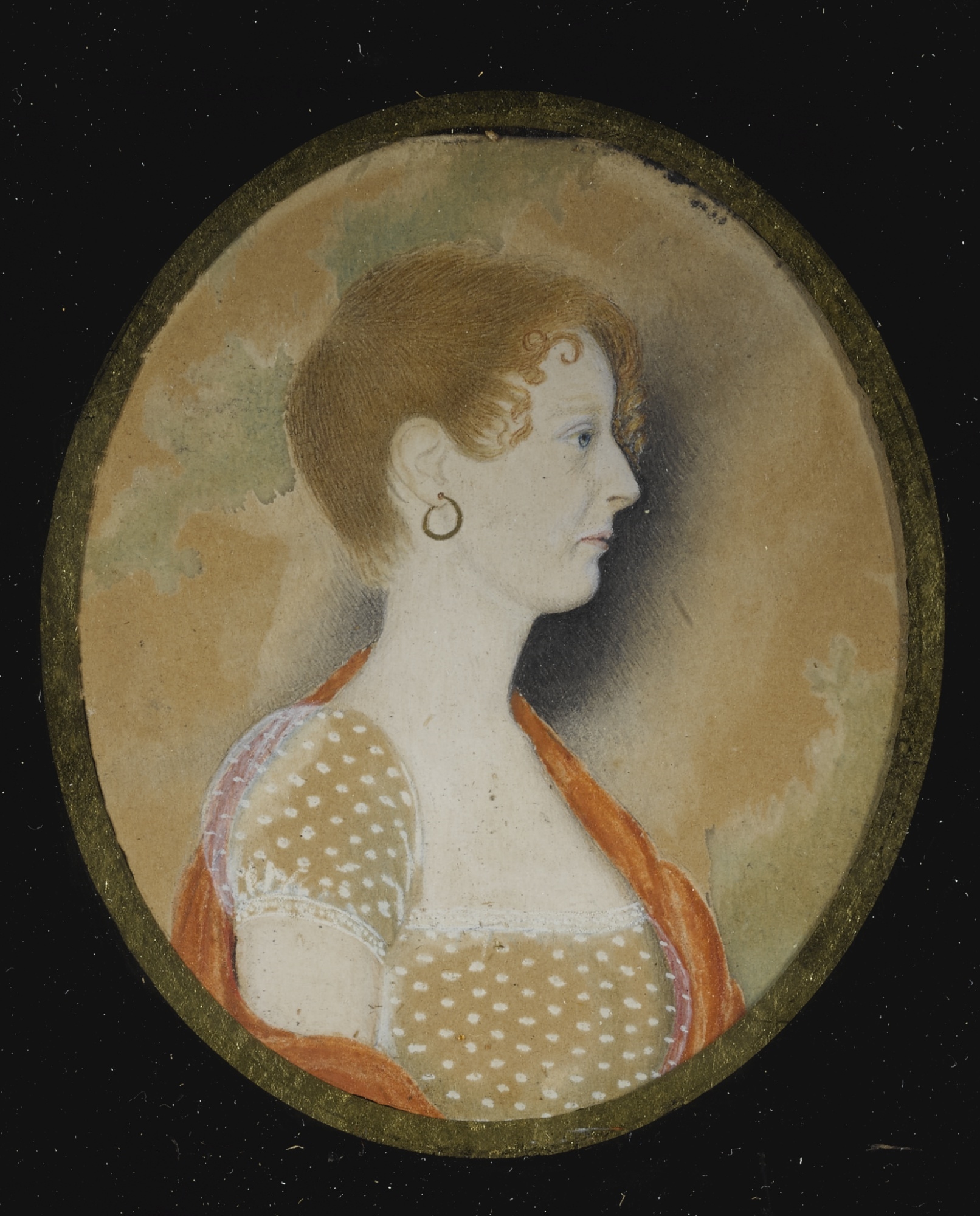 Ellen Sharples | MINIATURE PROFILE PORTRAIT OF A RED-HAIRED LADY (Circa ...
