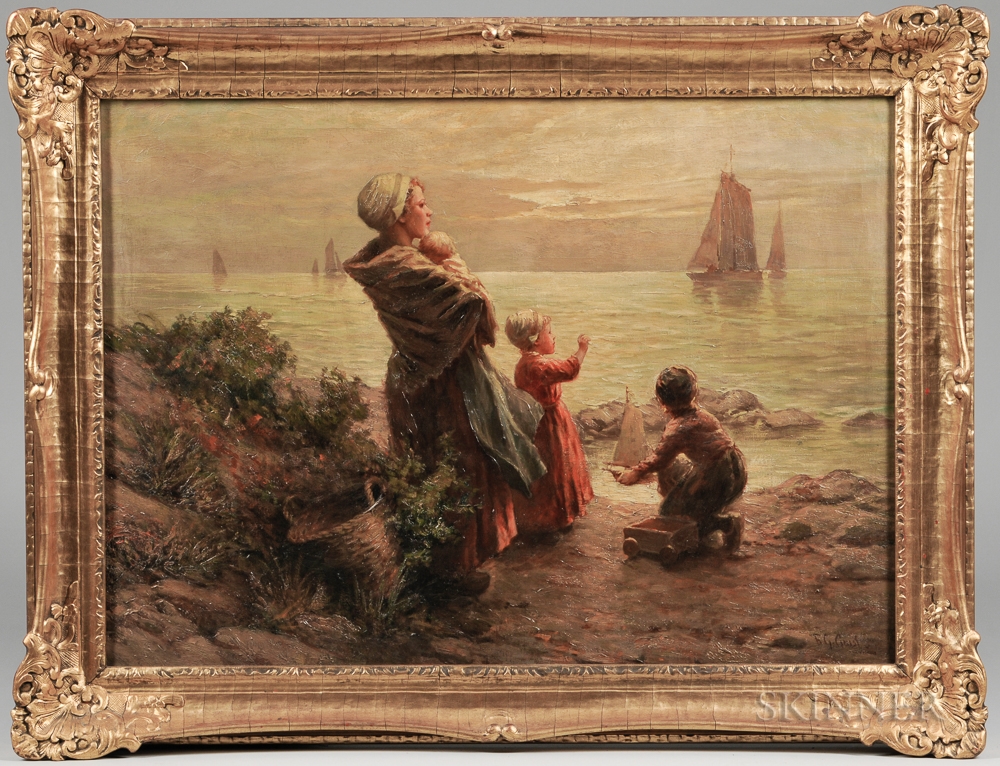 F.G. Grust | Seafarer's Family Waving Farewell | MutualArt