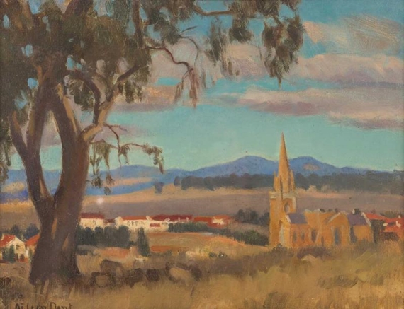 Aileen Dent | Landscape with Buildings | MutualArt