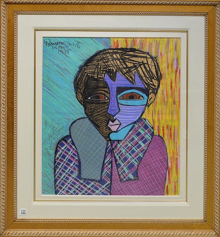Romero Britto | Portrait of young boy (1988) | MutualArt