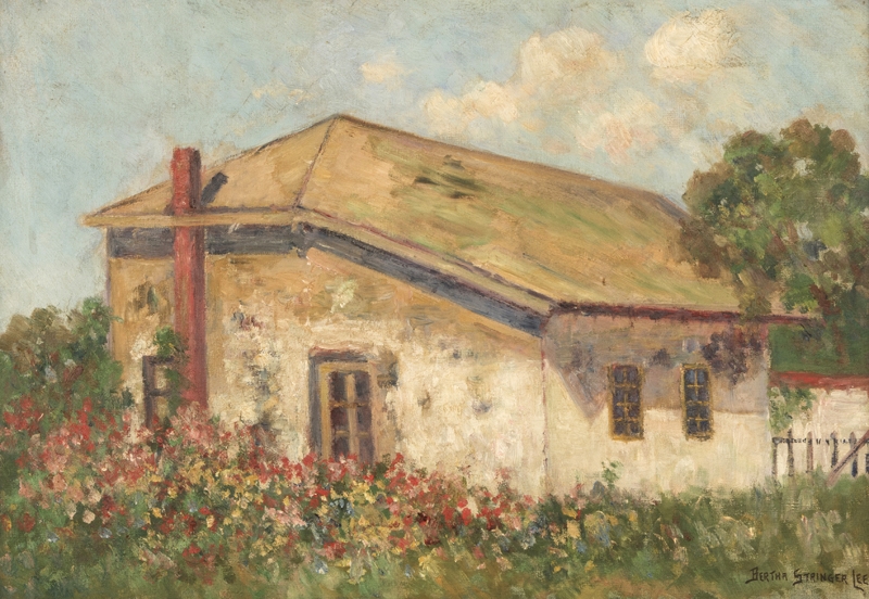Bertha Stringer Lee | Adobe, view of a house with a flower garden ...