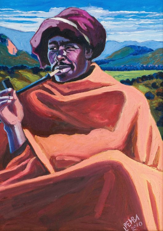 Liso Pemba | Xhosa Man Smoking His Pipe (2010) | MutualArt