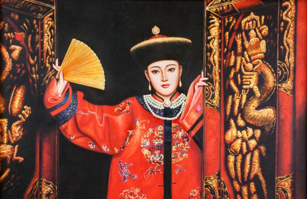 Jiang Guofang | Painting of lady in Qing imperial robe | MutualArt