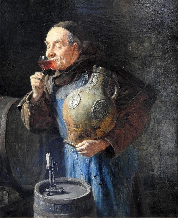 Eduard von Grützner | Mönch bei der Weinprobe (1907) | MutualArt