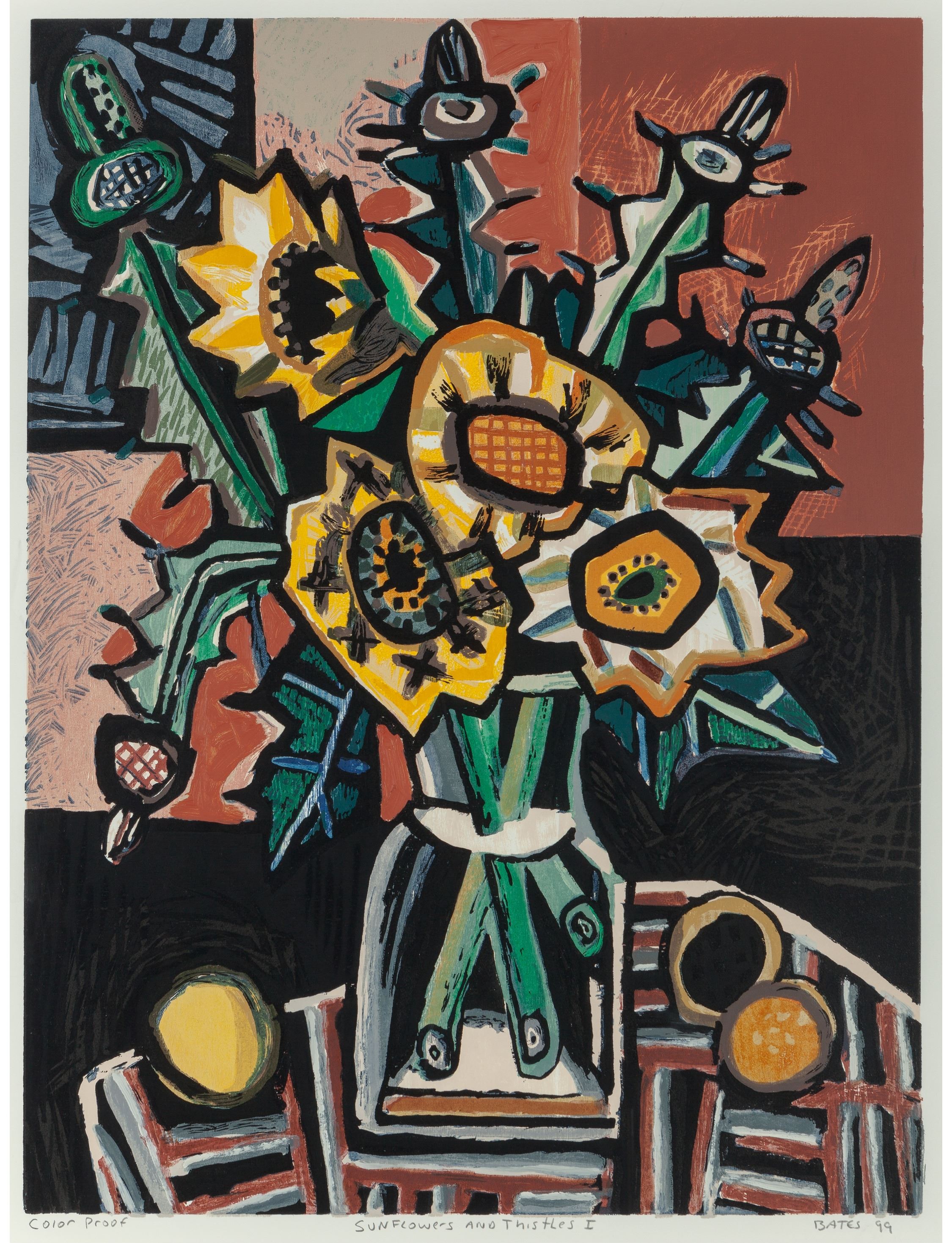 David Bates | Sunflowers and Thistles I (1999) | MutualArt