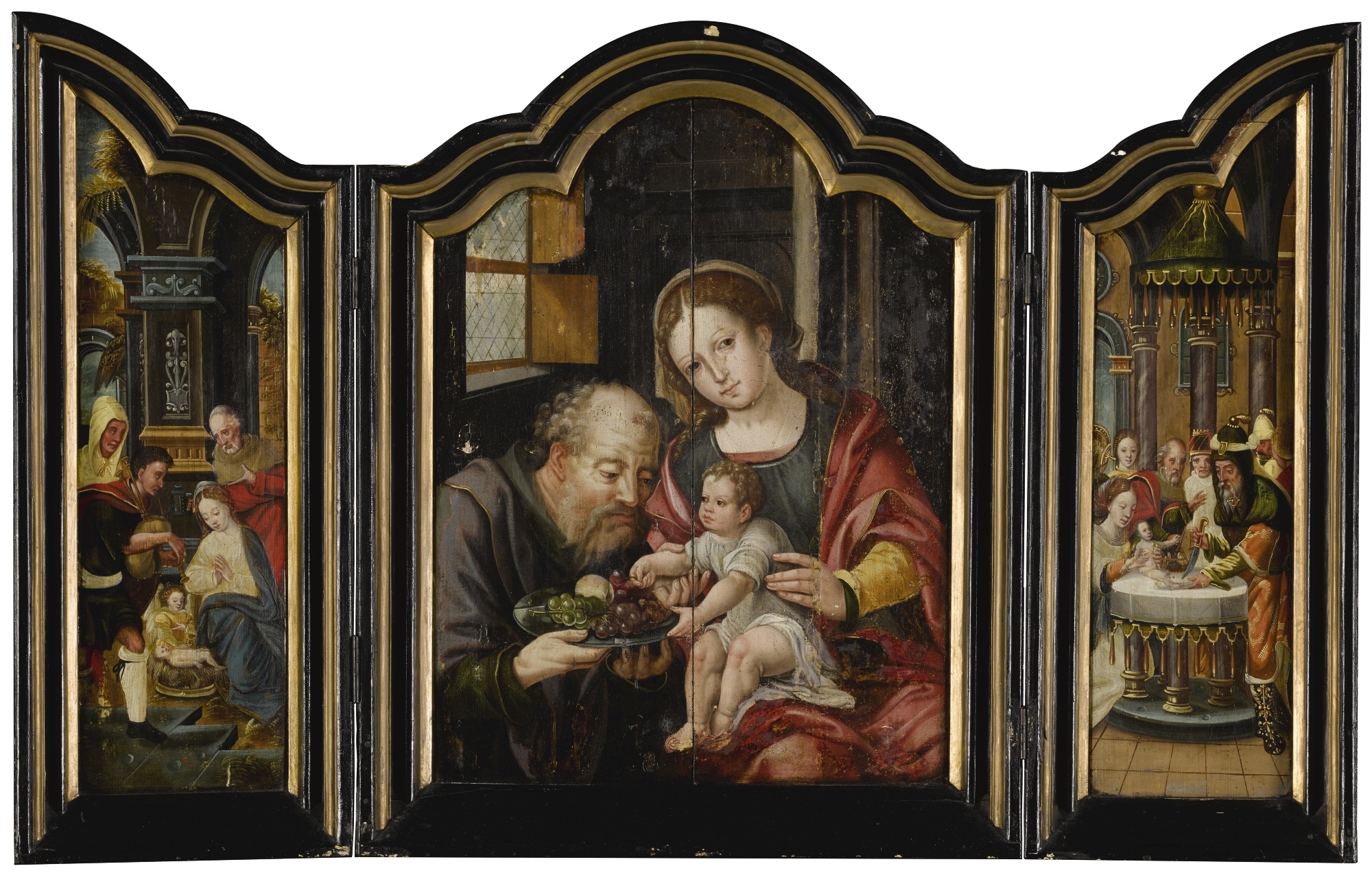 Pieter Elder | A TRIPTYCH: CENTRAL PANEL: THE HOLY FAMILY LEFT PANEL: THE ADORATION OF THE ...