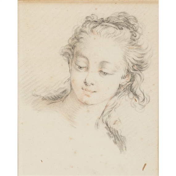 François Boucher | Two works: Head of a young woman; A companion ...