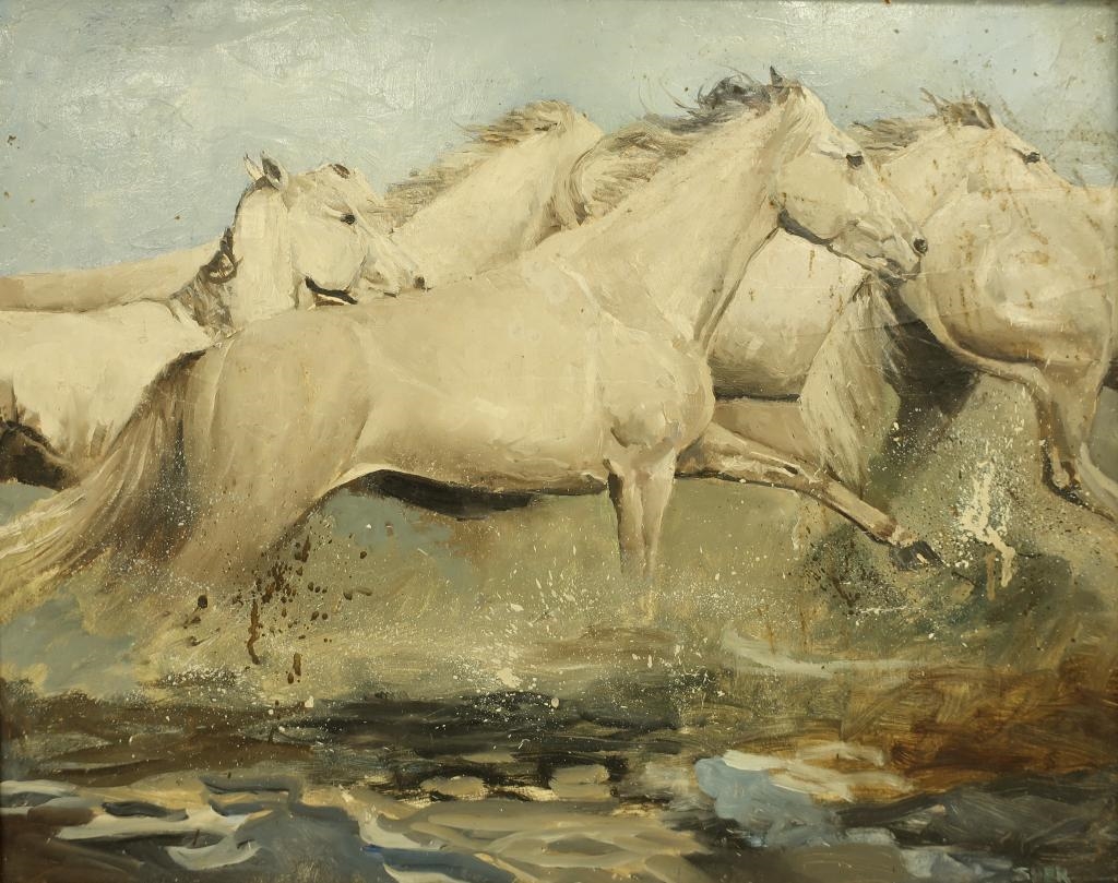Lewis Sher | Horses Fording Stream | MutualArt