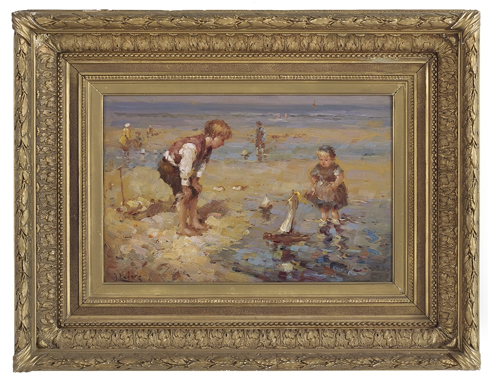 Jean-Louis Lefort | Children Playing at the Beach | MutualArt