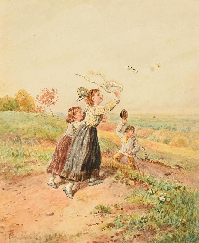 Myles Birket Foster | Catching Butterflies | MutualArt