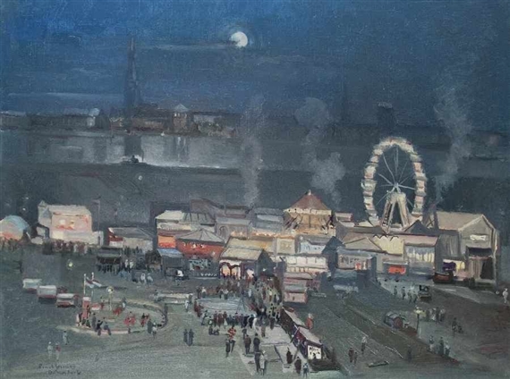 Richard Gessner | Mondnacht über der Düsseldorfer Kirmes | MutualArt