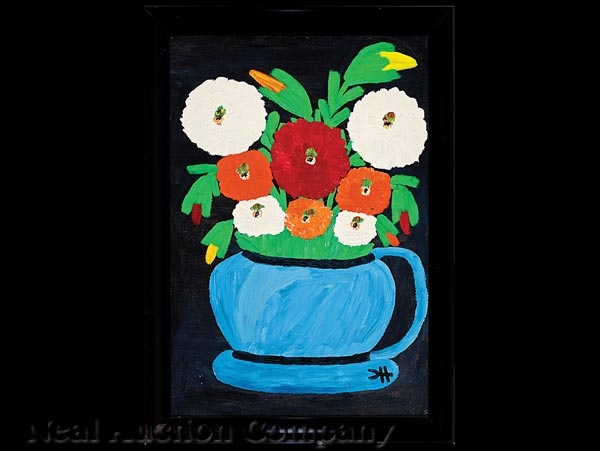 Clementine Hunter | Still Life with Zinnias | MutualArt