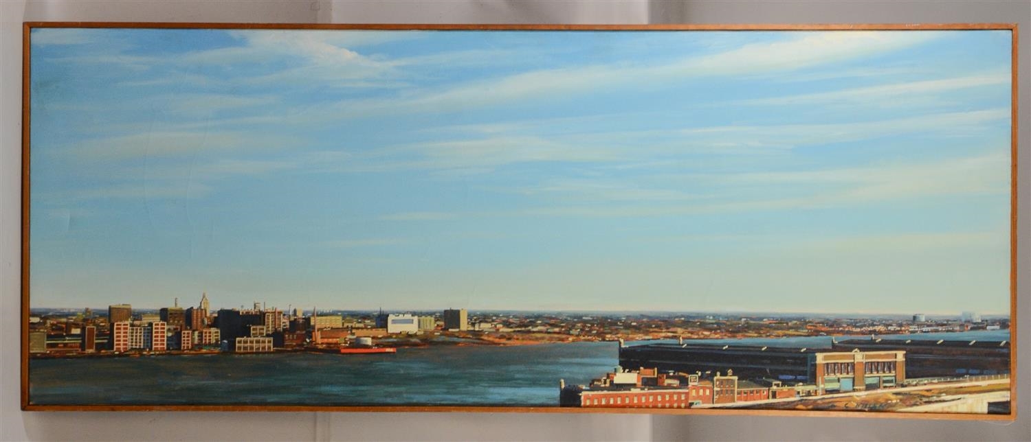 Chris Nissen | Panoramic painting of view of Camden from Philadelphia ...