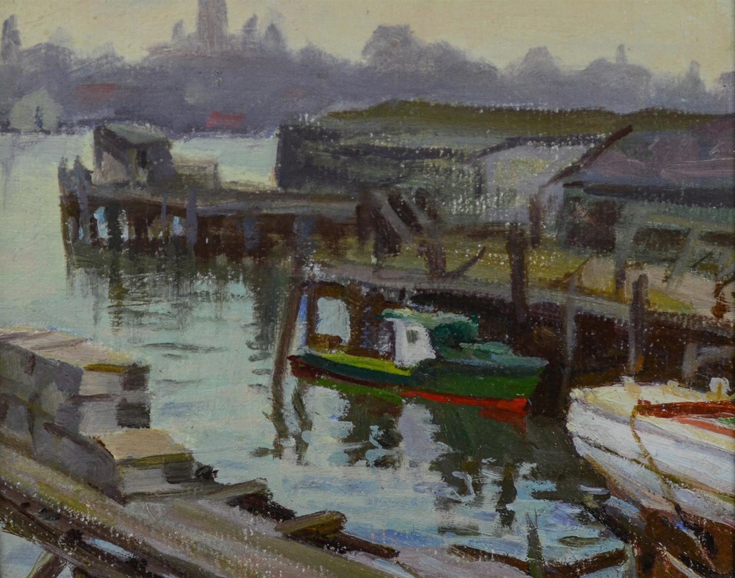 Joseph Margulies | Harbor scene painting | MutualArt