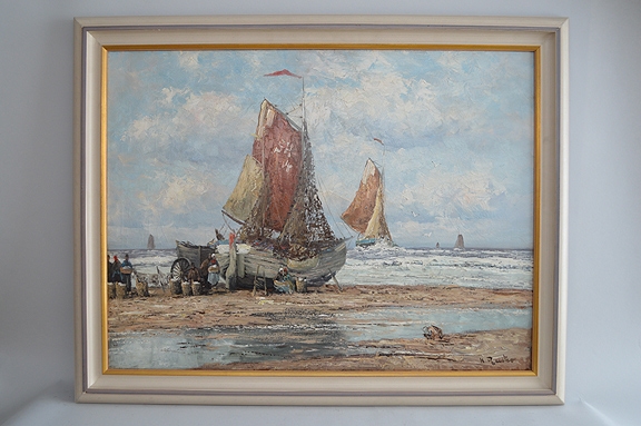Helmut Reuter | Fishing boat on the beach unloading the catch | MutualArt