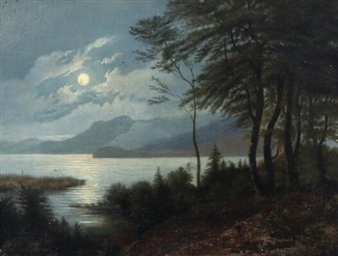 Carl Frederik Aagaard | A Landscape with a View Over a Mountain Lake at ...