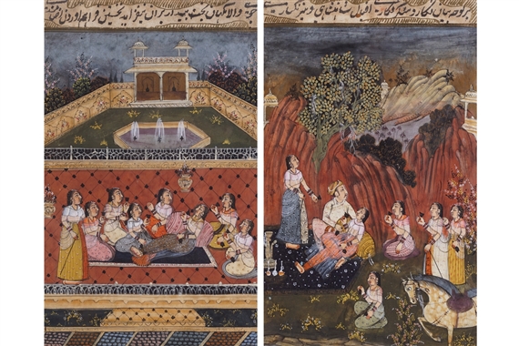 Indo-Persian School | 2 Works: Figures in a landscape | MutualArt