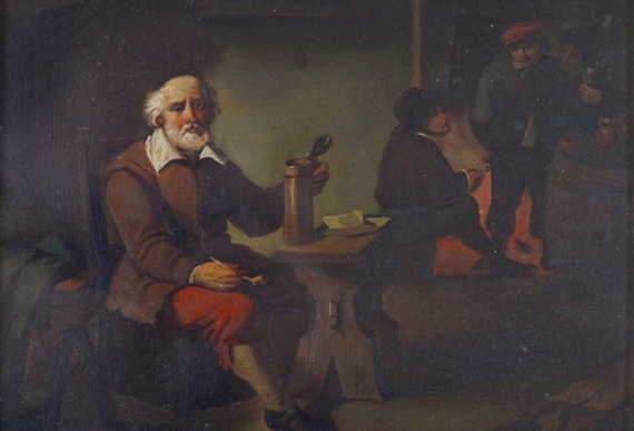 Dutch School, 19th Century | Internal scene with drinking man. | MutualArt