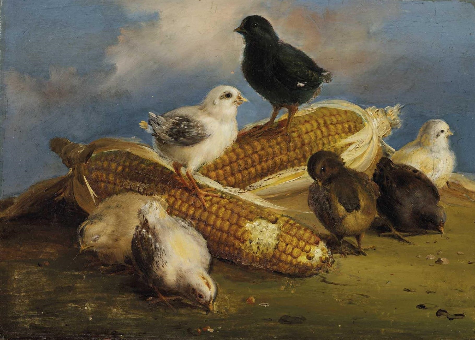 Giuseppe Bezzuoli | PULCINI E PANNOCCHIE | MutualArt