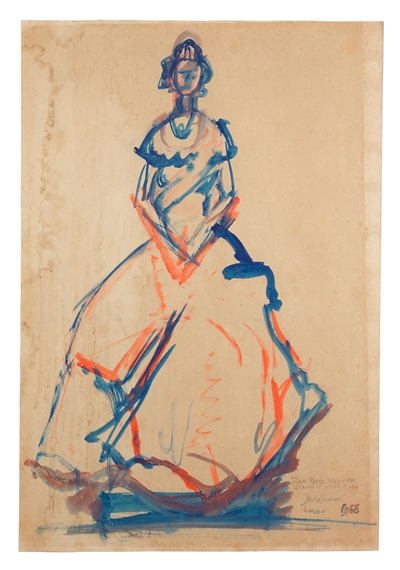 Ben Enwonwu | Full Body Sketch of Queen Elizabeth II (1956) | MutualArt