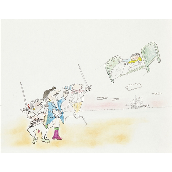 John Burningham | THE MAGIC BED: AND HE JUST MANAGED TO ESCAPE | MutualArt