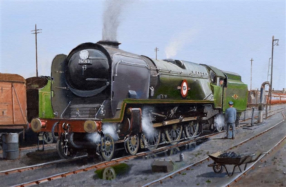 Richard Simm | Southern Railway Steam Locomotive in a Siding | MutualArt