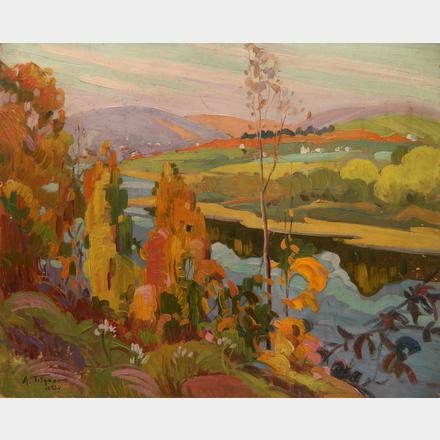 Arthur Tilgner | Fall Landscape with Stream (1933) | MutualArt
