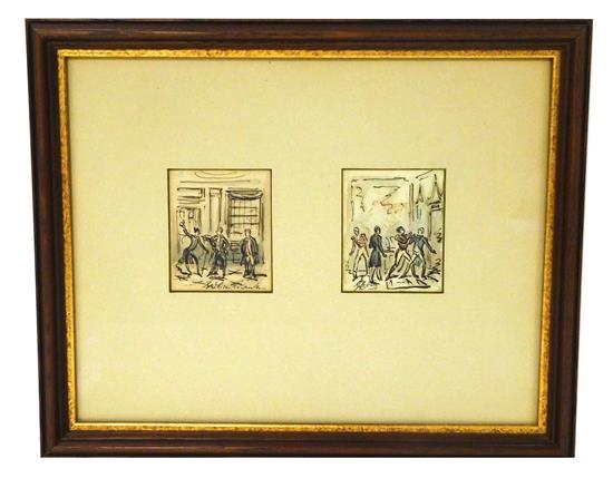 George Cruikshank | Small groups of men one exterior scene and one ...