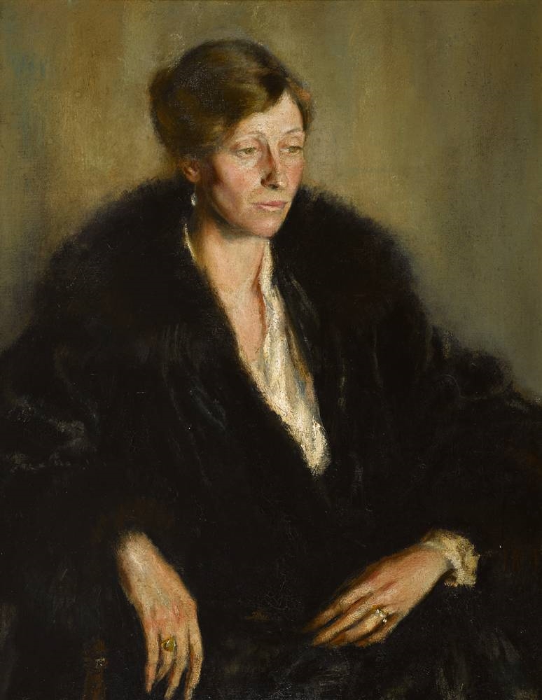 Sarah Henrietta Purser | PORTRAIT OF A LADY IN A BLACK FUR COAT | MutualArt