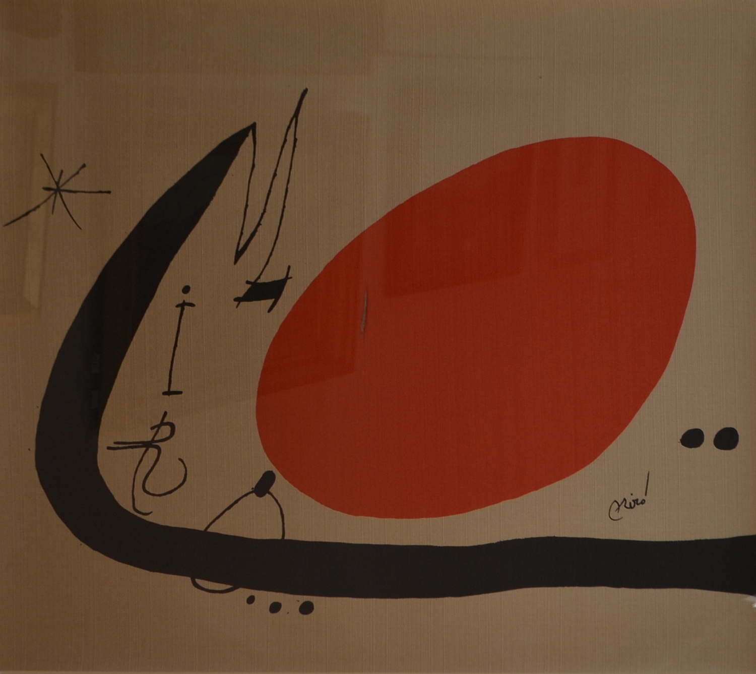 Joan Miró | Untitled (Miro with Red Circle) (Circa 1970) | MutualArt