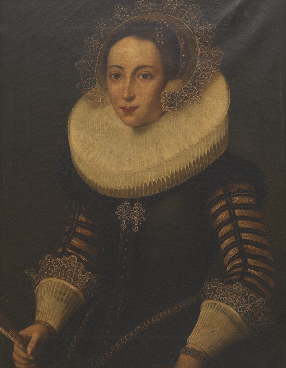 Paulus Moreelse | Portrait of a woman, three-quarter length, in a ...