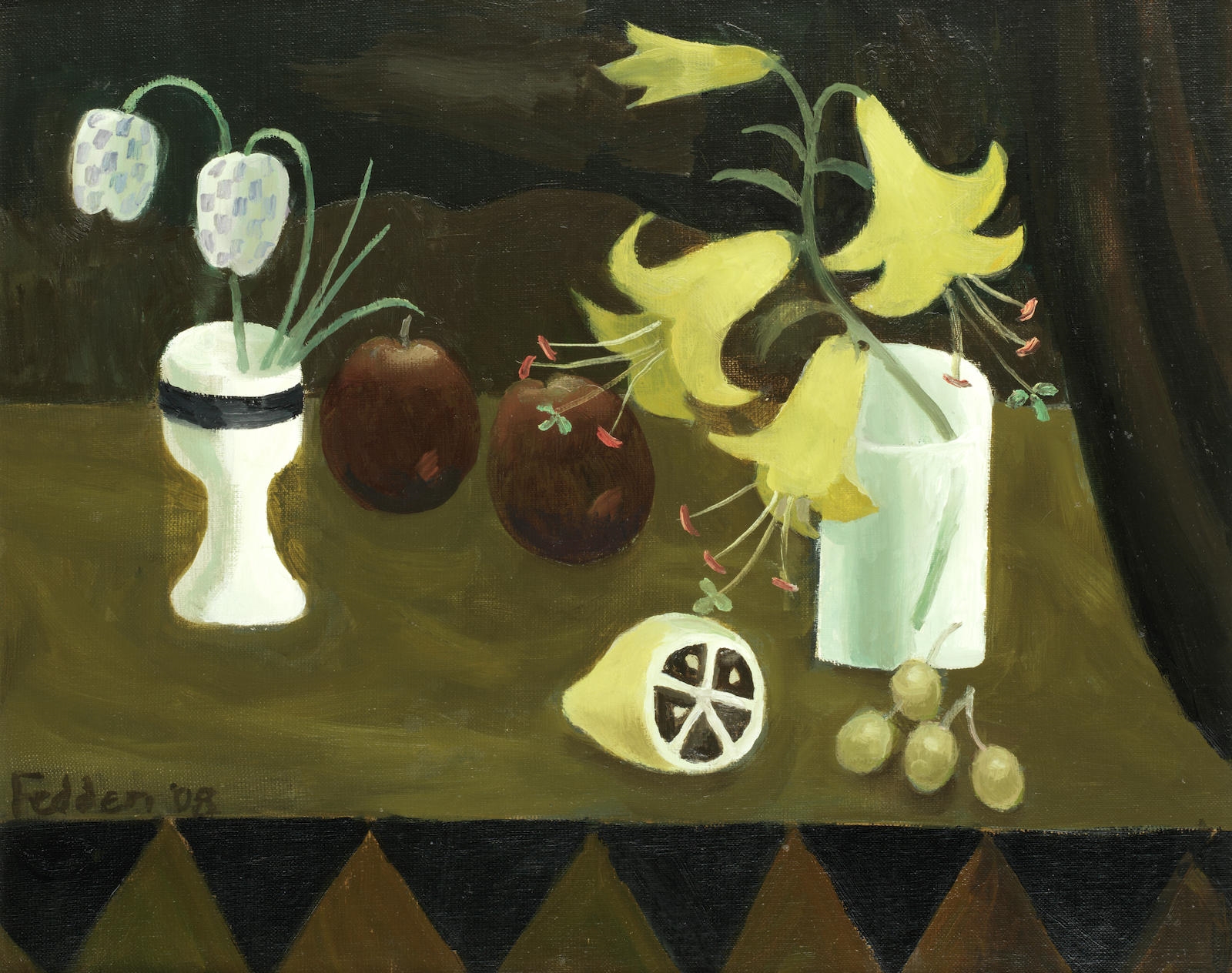 Mary Fedden | Still life of fruit on a blue plate (2009) | MutualArt