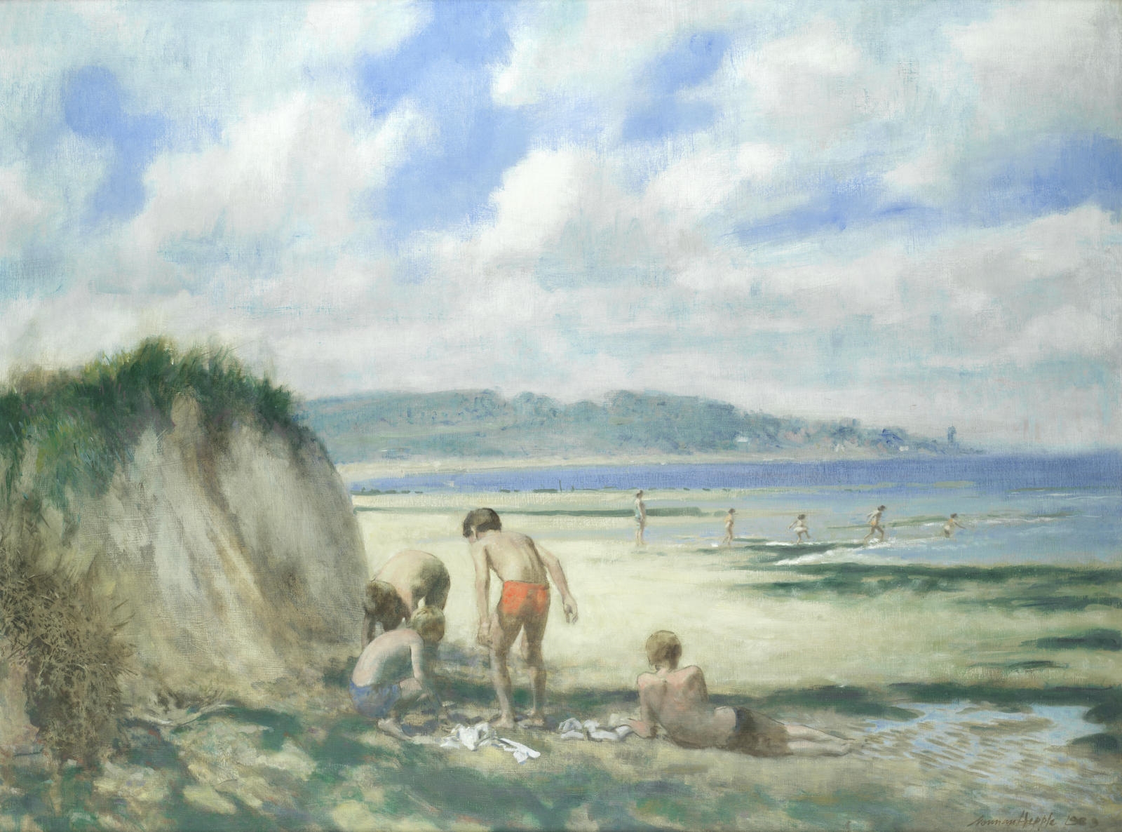 Norman Hepple | Children playing on a beach | MutualArt