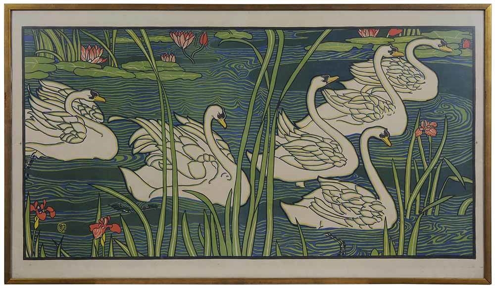 Louis Rhead | Art Nouveau Poster: Swans | MutualArt