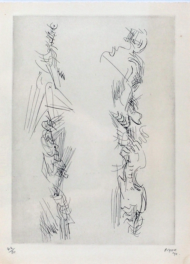 Henry Moore | Two seated Figures with Children | MutualArt