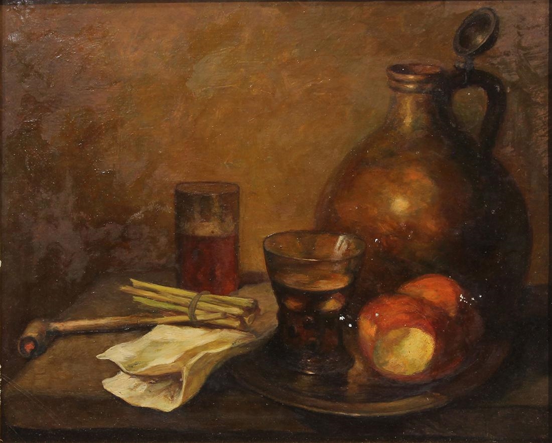 Claude Raguet Hirst | Table Still Life with Apple and Pipe | MutualArt