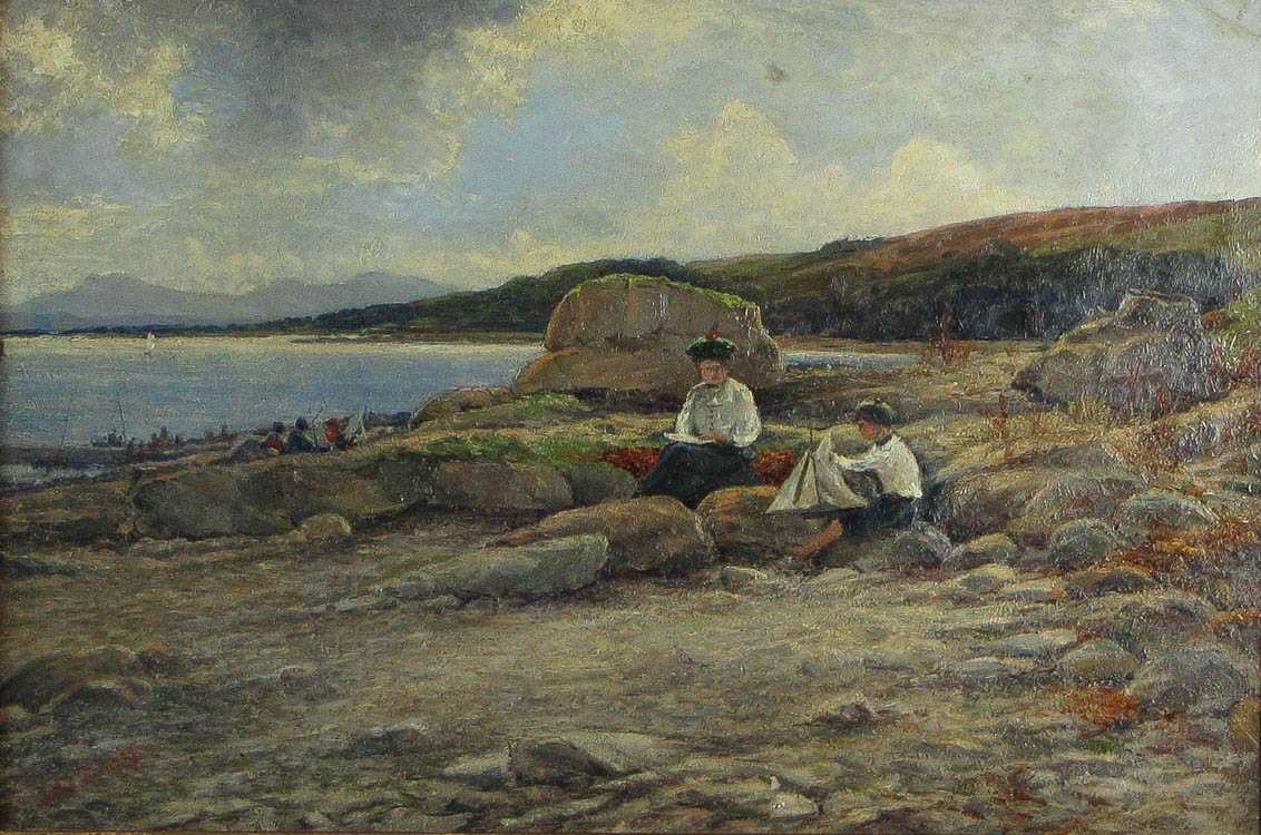 Cairney John | Scotland Coast Scene With Mother And Son | MutualArt