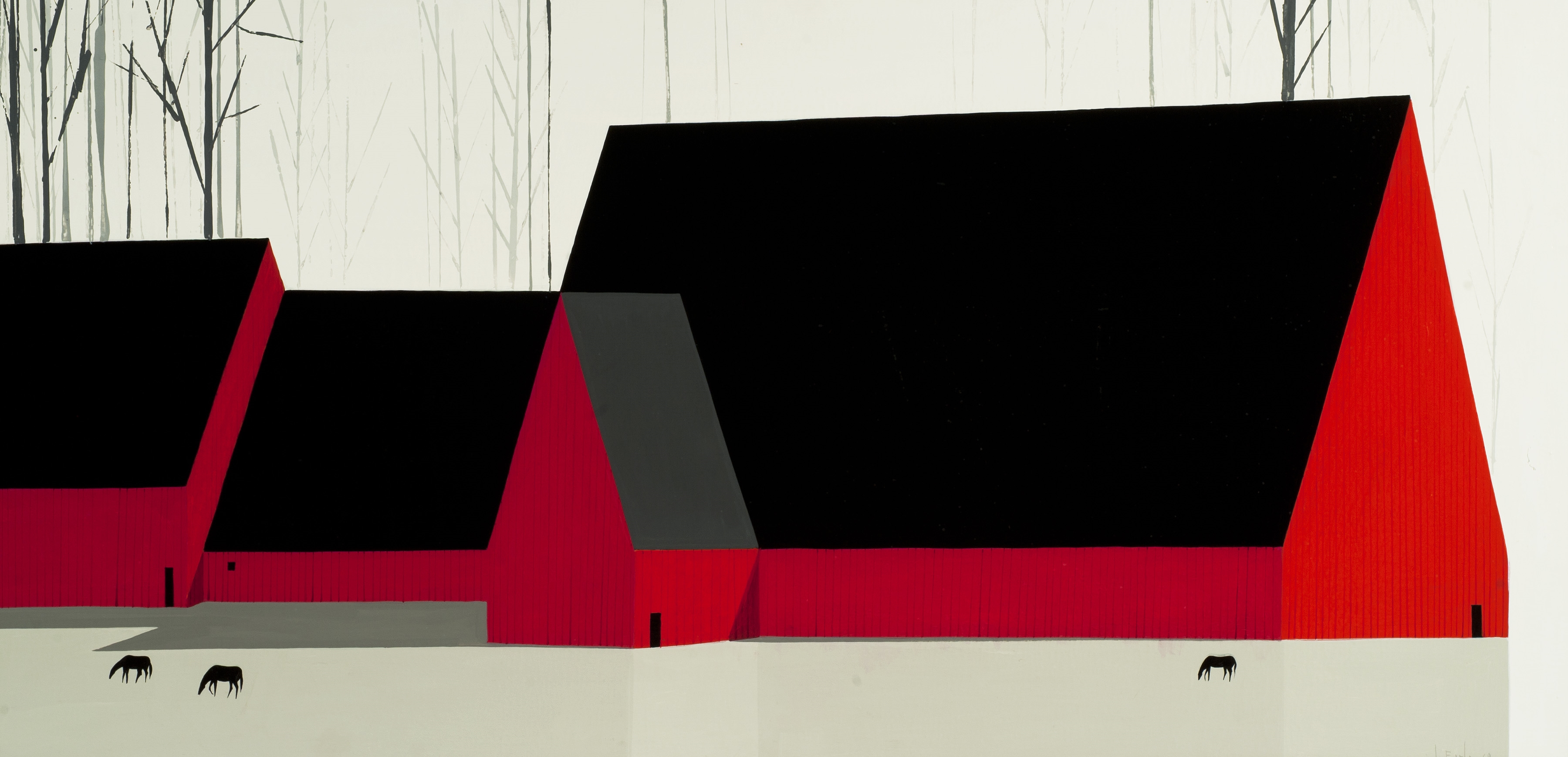 Eyvind Earle | THE GREAT RED BARN (1969) | MutualArt