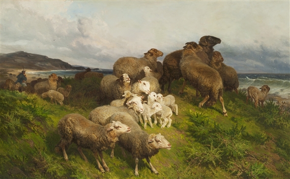 August Friedrich Albrecht Schenck | SHEEP IN A MEADOW (1865) | MutualArt