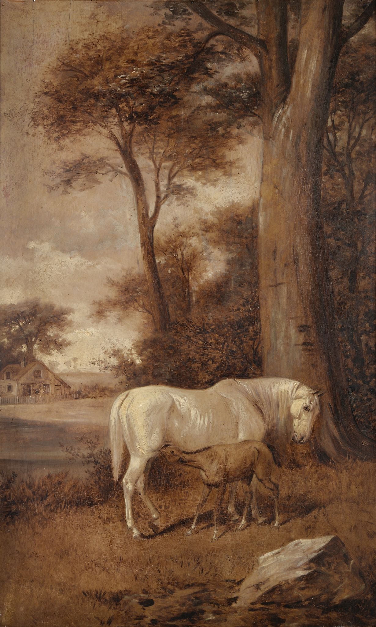 Roland Wheelwright | 2 Works: Farmer leading a horse on country road ...