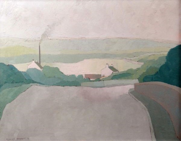 Terence Bennett | Landscape with cottages and tall smoking chimney ...