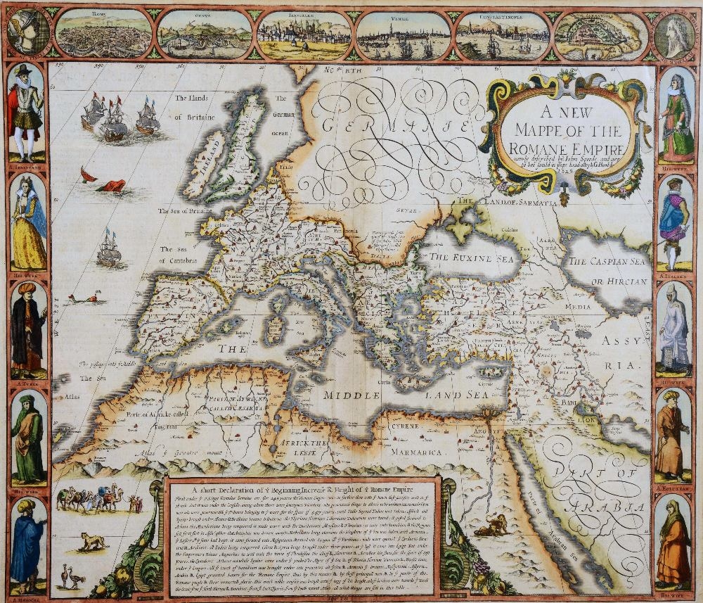 John Speede | A New Mappe of the Romane Empire', double-page engraving ...